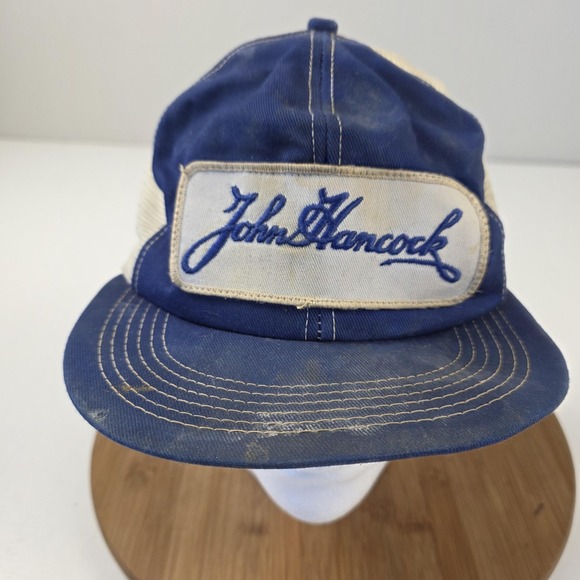 K-Products | Accessories | Vintage John Hancock Hat Cap Snap Back Blue ...